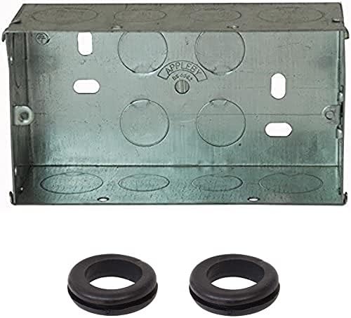 Extra Deep Metal Back Box/Pattress with Grommets for Solid Walls 2 Gang ...