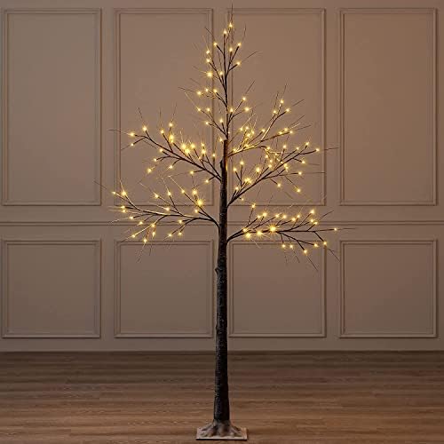 Trendi® 150cm 5ft Christmas Snowy Twig Tree Warm White LED Light Up ...