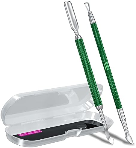 Amazon.com : 2PCS Metal Dark Green Cuticle Pusher and Cutter Remover ...