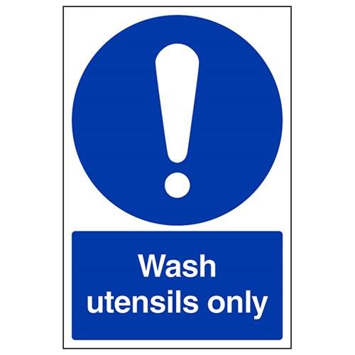 VSafety Wash Utensils Only Sign – Portrait – 200mm x 300mm – 1mm Rigid ...
