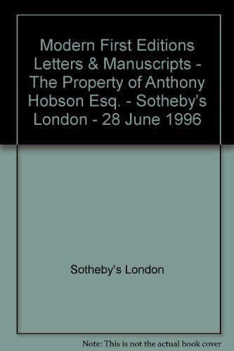 Modern first editions, letters and manuscripts: the property of Anthony ...