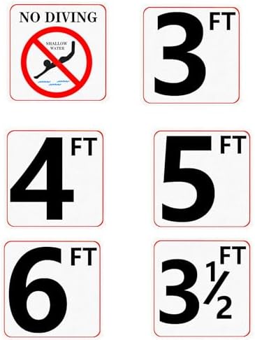 Amazon.com: Swimming Pool Depth Marker Sticker No Diving Adhesive Pool Safety Marker 6 Pieces No ...