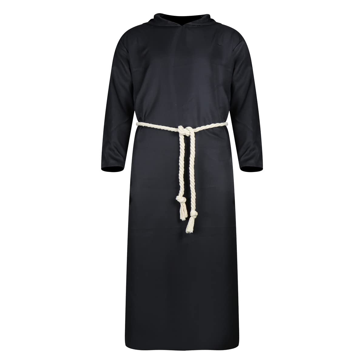 Snapklik.com : PAINEOMN Monk Costume Robe Black Hooded Uniform