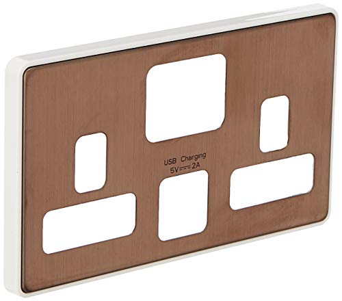 MK Dimensions 2 Gang 13A USB DP Dual Earth Switch Socket Bronze Finish ...