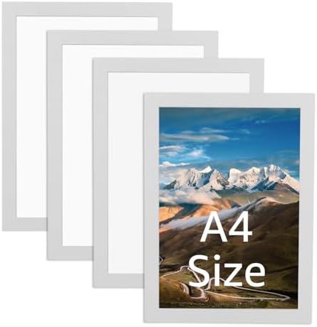SHUESS 4 Pack A4 Photo Frames - 21 x 30 cm Perspex Glass Front White A4 ...