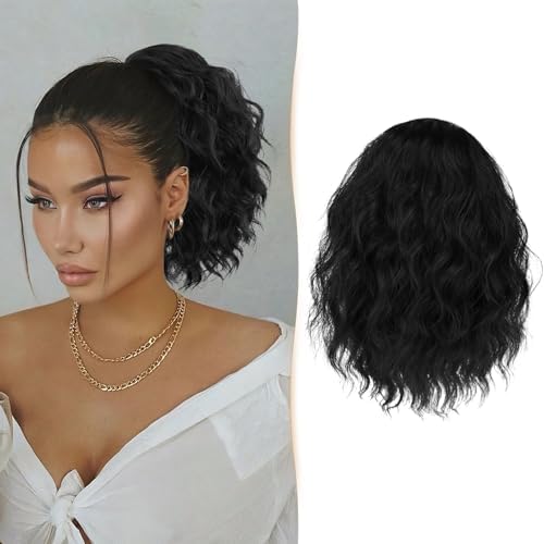 Amazon.com : YOLANFAIRY Drawstring Ponytail Extension 12 Inch Wavy ...