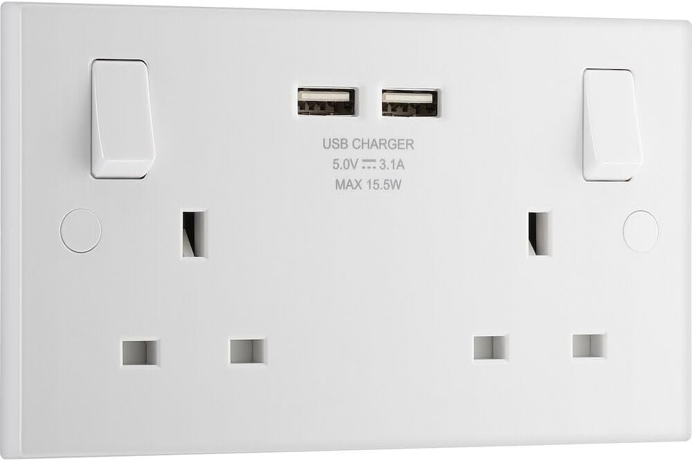 MK (ELECTRIC) Logic Plus Double Socket (K2745WHI) with Dual USB ...