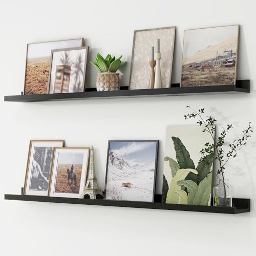 Amazon.com: Picture Ledge Shelf, 48 Inch Floating Shelves Black, Long ...