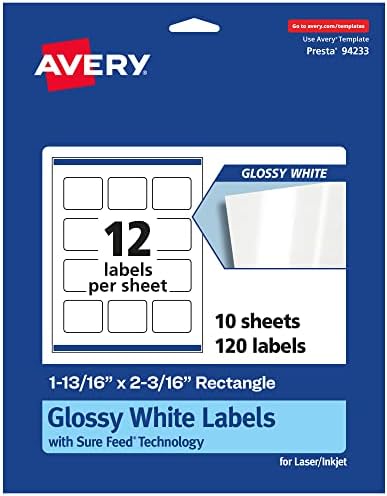 Amazon.com : Avery Glossy White Rectangle Labels with Sure Feed, 1-13/ ...