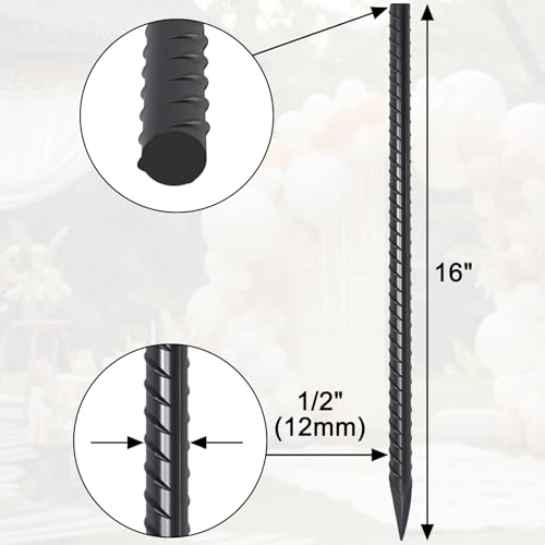 16 Inch Rebar Stakes 20 Pack 1/2 Inch Diameter Heavy Duty Steel Ground ...