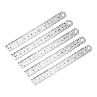 uxcell Straight Ruler 15cm 6 Inch Metric Stainless Steel Measuring Tool ...