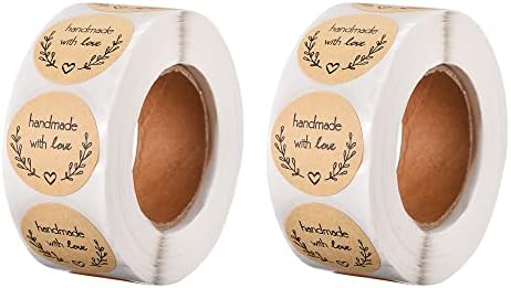 Amazon.com : 2 Rolls 1000 Pieces 1 Inch Handmade with Love Stickers ...