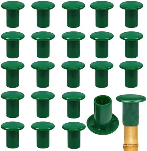 20 Pcs Cane Toppers Caps, Cane Safety Caps, Green Rubber Garden Bamboo ...