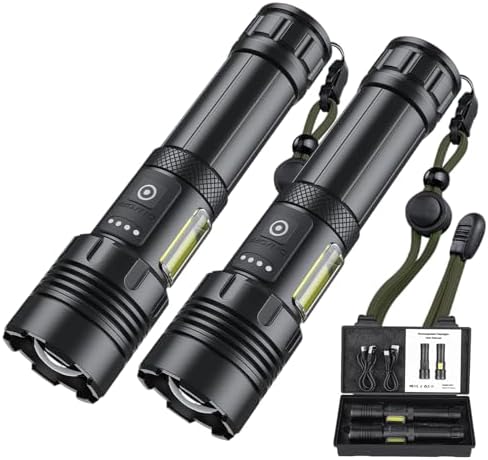 2 Pack LED Flashlights High Lumens, 7 Mode Super Bright Flashlight ...