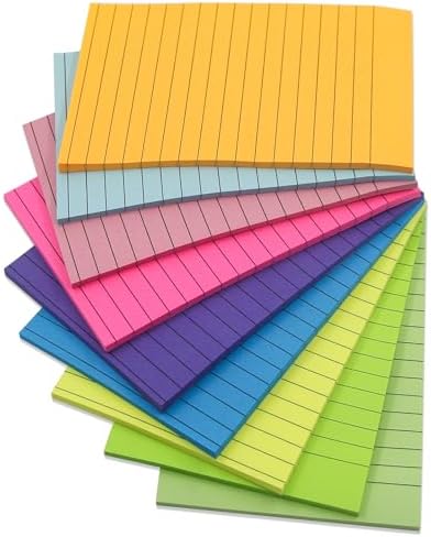 Amazon.com : 9 Pads of Lined Sticky Notes 4x6 inches, Pastel Ruled Post ...