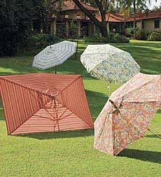 Amazon.com : Plow & Hearth 9' Wooden Pole Umbrella-Periwinkle Stripe ...