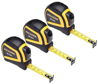 PICAGER 3-Pack Metal Tape Measure 10 Ft, Inch/Metric Scale, Graduations ...
