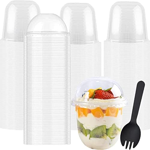Amazon.com: hapray 100 Pack 12 oz Clear Plastic Cups with Dome Lids and ...