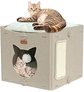 Amazon.com : Cat Bed for Indoor Cats Cube House, Covered Cat Cave Beds ...