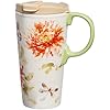 Amazon.com: Cypress Home Watercolor Floral Ceramic Travel Coffee Mug ...