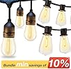 addlon LED Outdoor String Lights 48FT with Edison Vintage Shatterproof ...