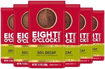 Amazon.com : Eight O'Clock Coffee 50% Decaf, Medium Roast Ground Half ...