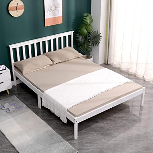 FUSIDE Single or Double Bed Frame Durable Solid Wood Bedframe Sturdy ...