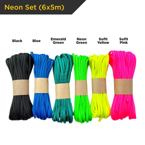 EdcX Paracord 4mm, Set of Solid Colors (65m and 5x10m) | Ideal for ...