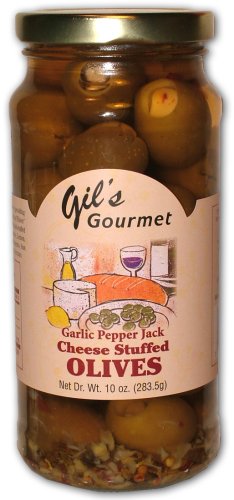 Amazon.com : Gourmet Stuffed Olives, Garlic Pepper Jack Cheese Stuffed ...