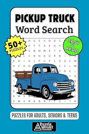 Pickup Truck Word Search Puzzle Book: 50+ Fun & Easy-to-Read Puzzles ...