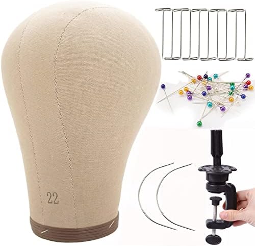 Amazon.com: EERYA Canvas Block Head 24 Inch Wig Head Set for Wig Making ...