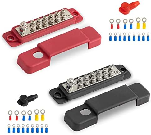 2 Pcs Bus Bar 180A 48V, Bus Bar Terminal Block with 32 Wire Lugs, 12 ...