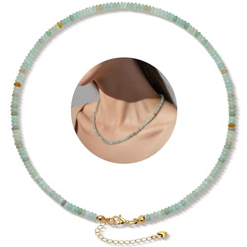 Amazon.com: BONNY BOXX Handmade Rondelle Gemstone Beaded Necklace as ...