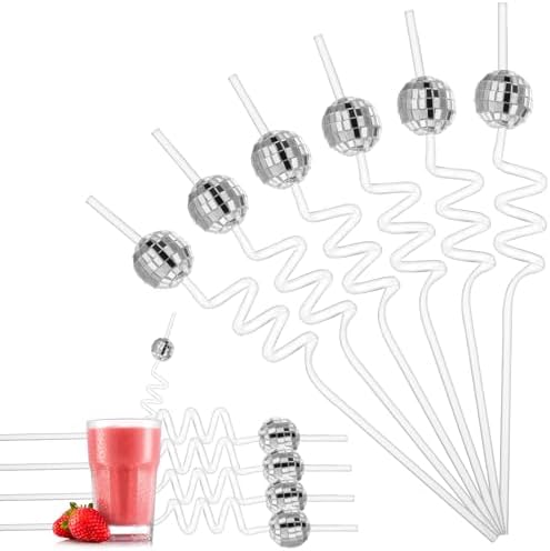 Amazon.com: xo, Fetti Disco Ball Reusable Swirly Straw Set - 16 pc ...