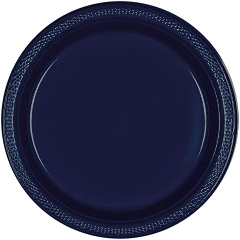 Amazon.com: Vibrant Round True Navy Blue Plastic Plates - 7" (Pack of ...