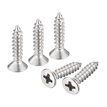 uxcell #4x1/2 Flat Head Sheet Metal Screws, 200pcs Phillips Drive Wood Screws 304 Stainless ...