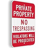 ・ブランド:FIEXRNJ・製造元:FIEXRNJ・製造元/メーカー部品番号:FI-PNV1812-1・Private Property No Trespassing Sign、45.7 cm x 30.5 cm Violators Wil...