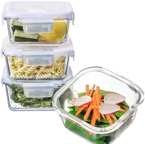 Amazon.com: R.repad yay Square Glass Food Storage Containers, Small ...