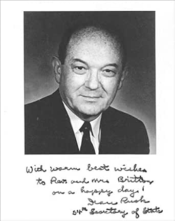 Amazon.com: Dean Rusk - Inscribed Photograph Signed : Collectibles ...