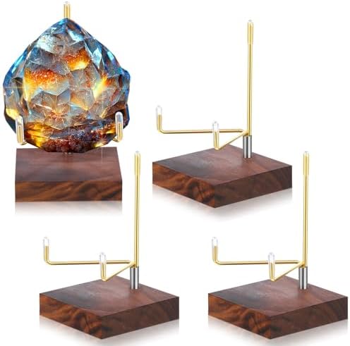 Amazon.com: Wenqik 4 Pcs Brass Crystal Display Stand with Wooden Base ...