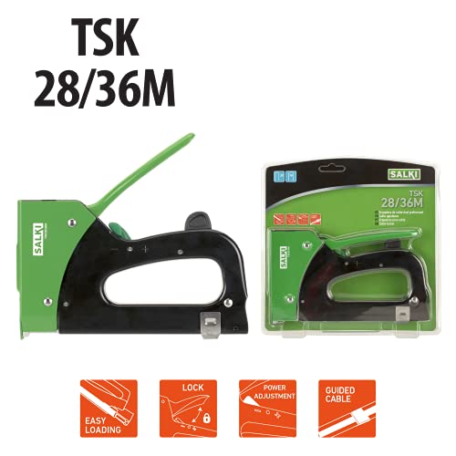 SALKI Manual Metal Stapler Pack Tool for Stapling Wiring TSK28/36M with ...