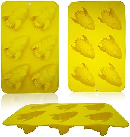 Amazon.com: 2 Pack Space Themed Silicone Cake Molds 6 Cavity 3D ...