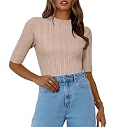 OUGES Womens 2024 Spring Summer Tops Basic Slim Fit Sweaters Turtleneck ...