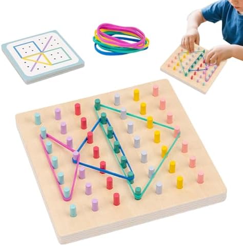 Stacking Peg Board Set Toy - Geometric Educational Game, Color Matching ...