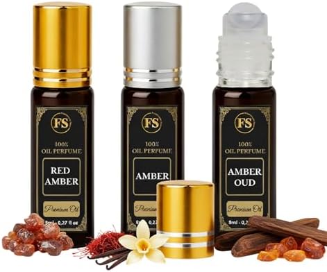 Amazon.com : Amber Perfume Oil Set – 3× 0.27 fl oz (8 ml) Roll-On | Red ...