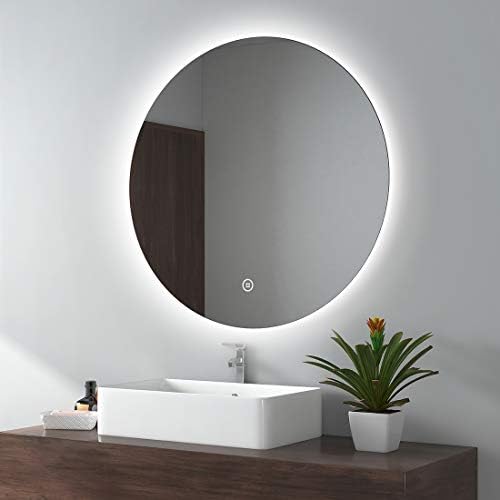EMKE Round Led Bathroom Mirror, 80CM Large Round Led Wall Mirror ...