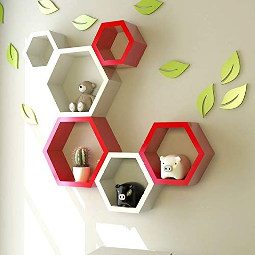 Isha Art India Hexa Shape Floating Wall Mounted Shelf/Book Shelf/Rack ...