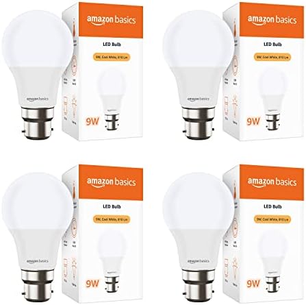 Buy amazon basics - 9W LED Bulb, Cool White (Base B22, Pack of 4 ...