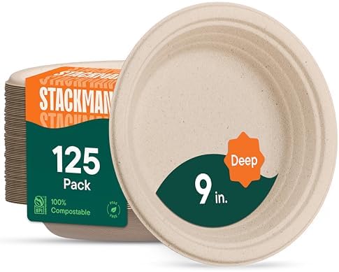 Amazon.com | Deep Dish Paper Plates, Heavy Duty Disposable Dinner ...