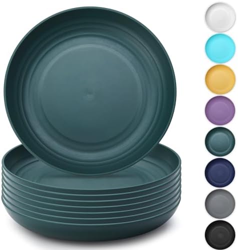 Kyraton Large Deep Plastic Plates 8 Pieces, 9 Inch Dinner Plates ...